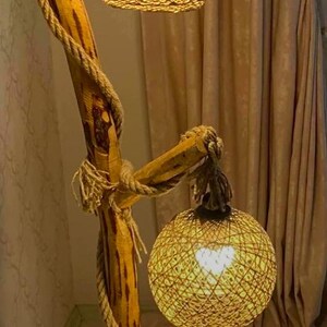 Handmade Rustic Wood Floor Lamp: Boho Farmhouse Decor - Etsy