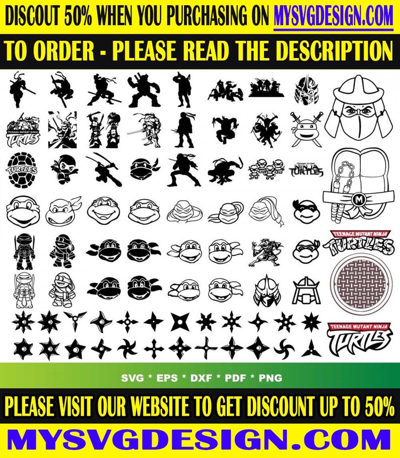 1000 Ninja Turtles Clip Arts Bundle Alphabet, Ninja Turtles Svg Cut ...