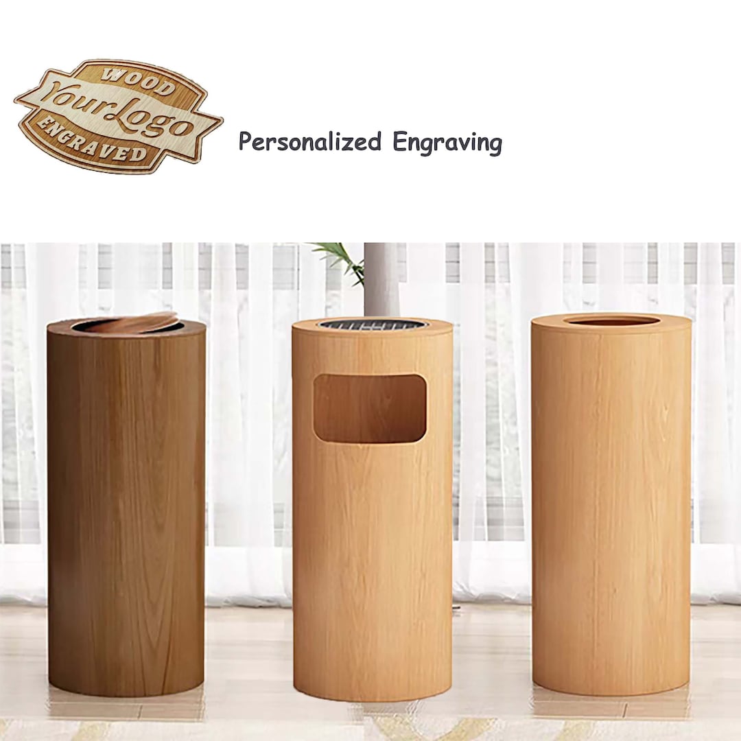 Custom Solid Wood Trash Can, Walnut Trash Bin, Household Living Room ...