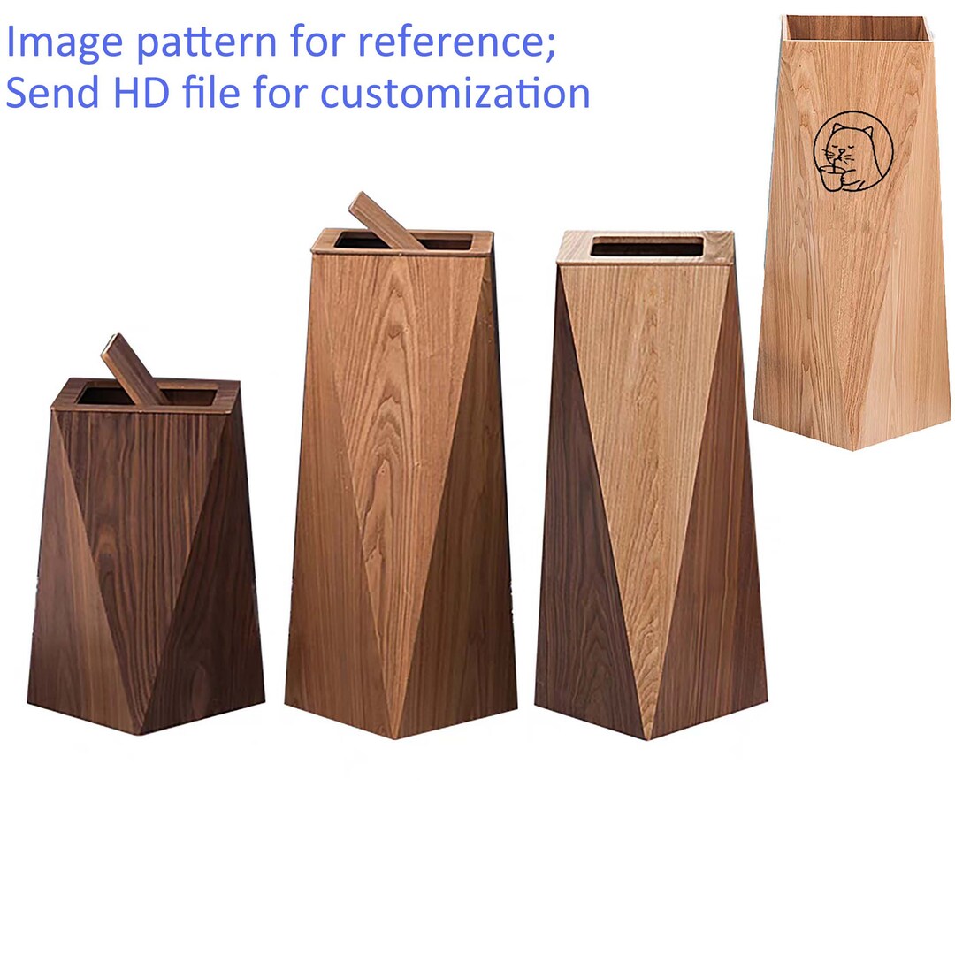 Custom Solid Wood Trash Can, Walnut Trash Bin, Household Living Room ...