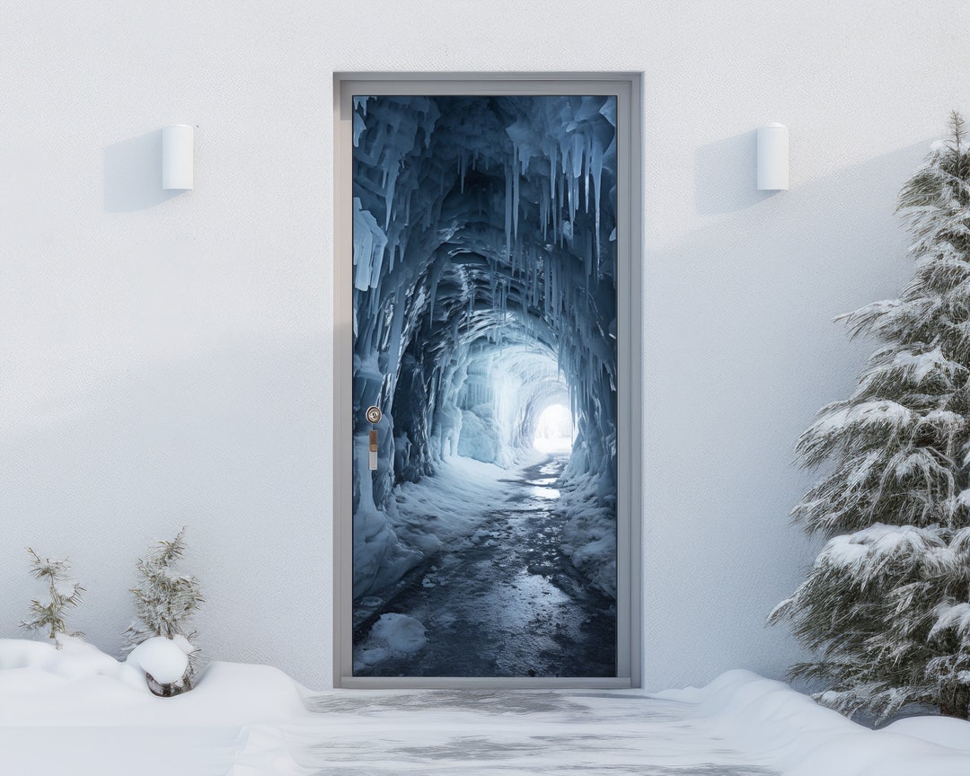Ice Tunnel 3d Door Decal, Realistic Ice Tunnel Decor for Door, Winter ...