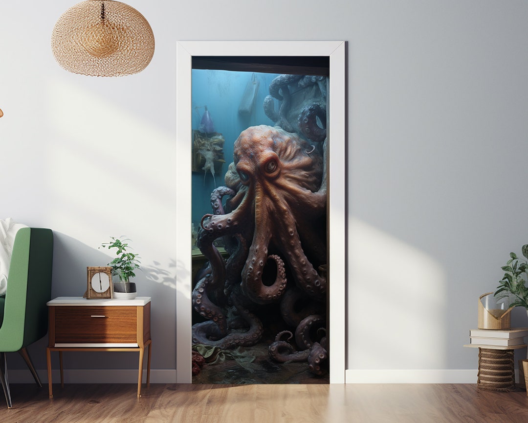Big Octopus Door Decal, Underwater World Theme Decor for Front Door ...