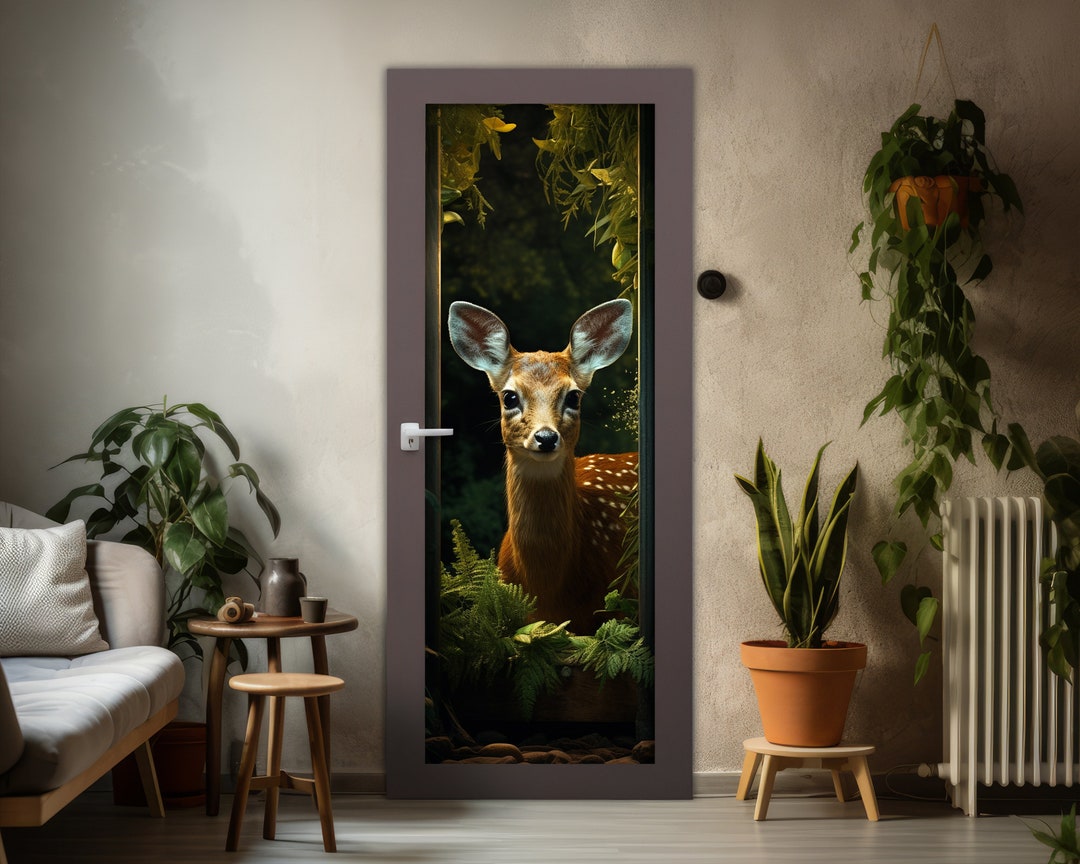 Deer Door Vinyl Sticker, Woodland Theme Decor for the Door, Realistic ...