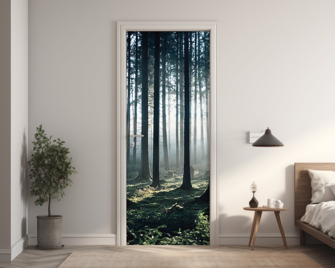 Forest 3d Door Decal, Door Vinyl Wrap, Woodland Theme Door Decor for ...