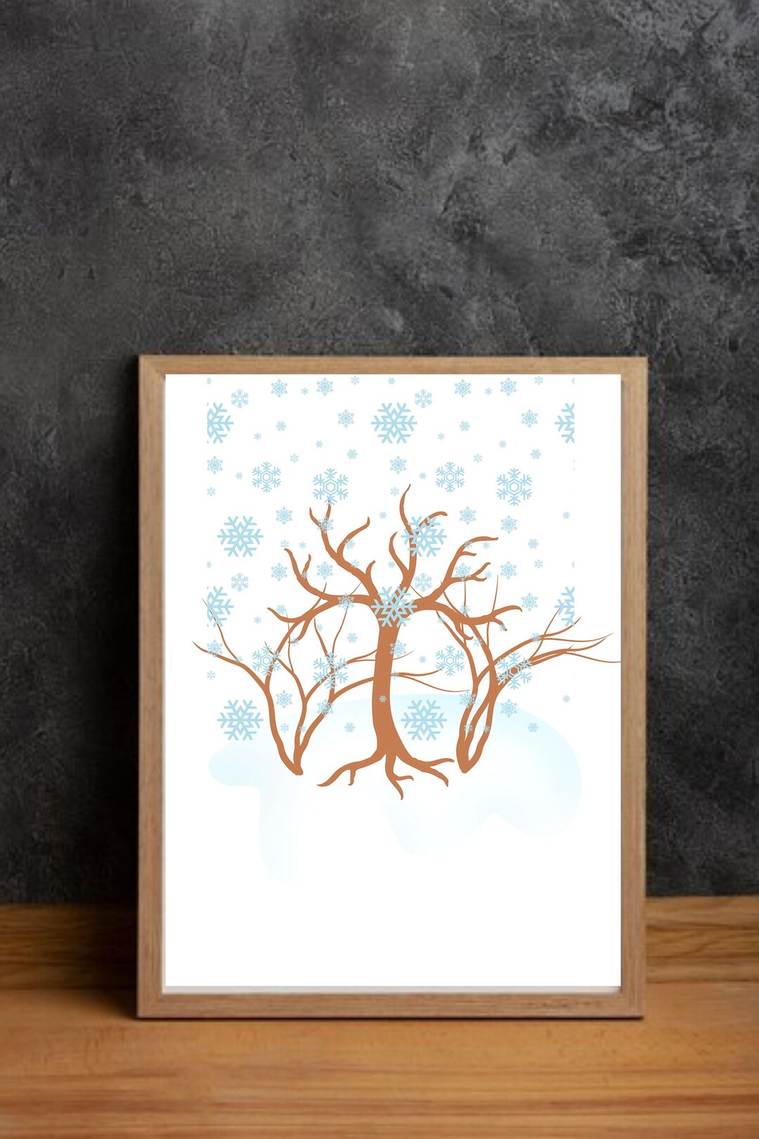 Snowy Trees Winter Printable Tree Branches Snow Wall Art Digital Print ...