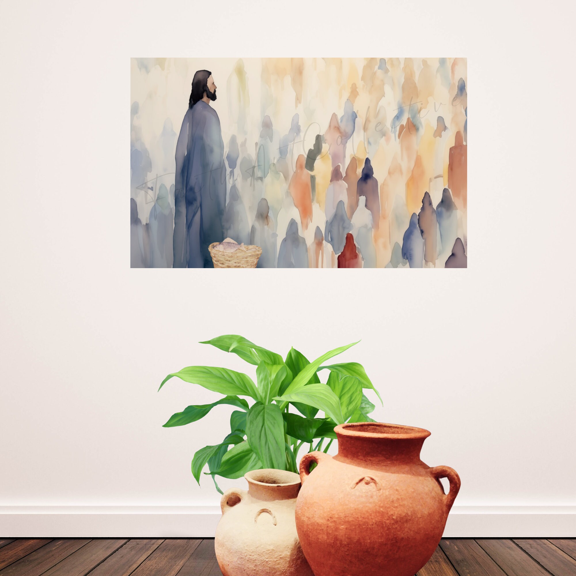 Jesus Feeds 5000 Wall Art | Loaves and Fishes | Modern Christian Art ...