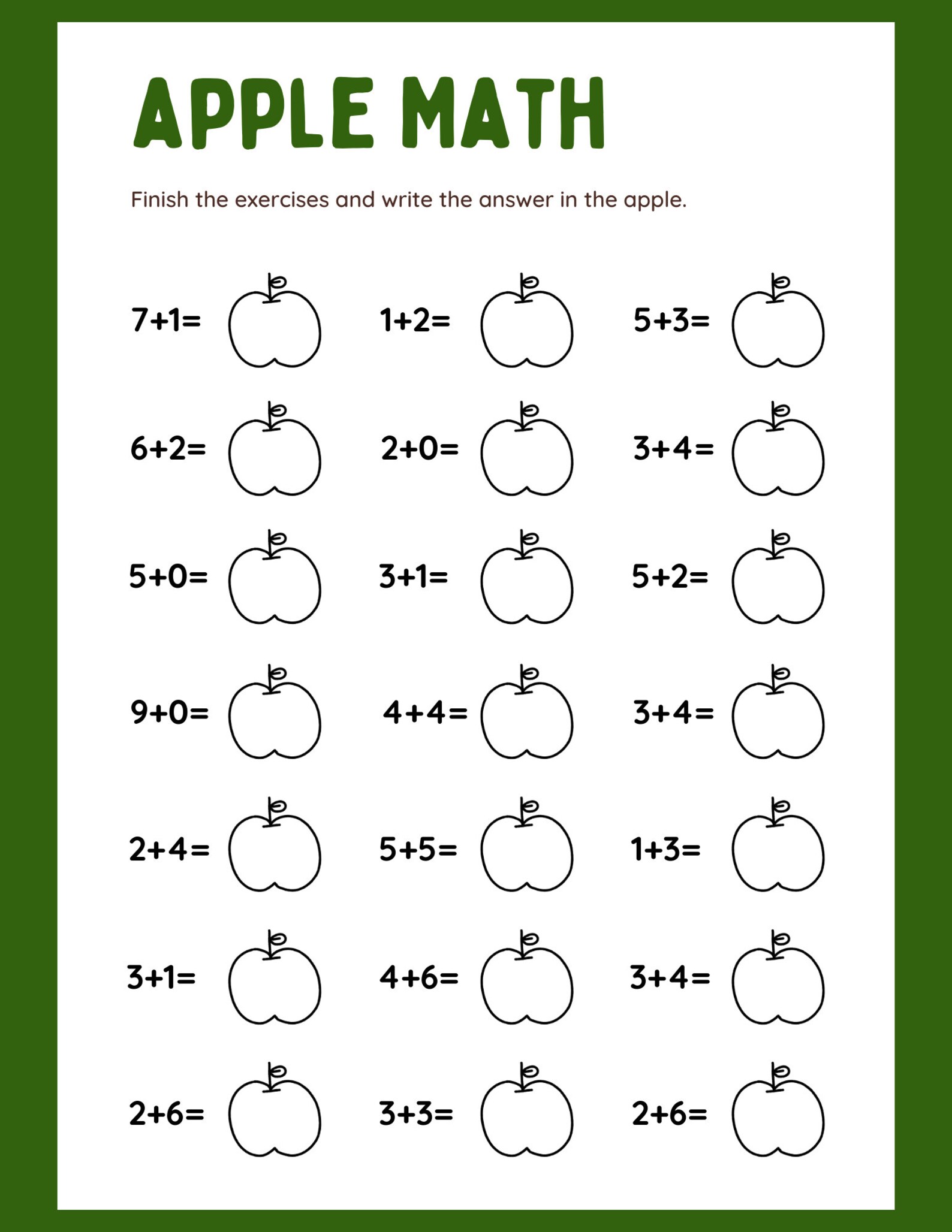 Printable Fun Math Worksheet for Kids- Instant Download-printable - Etsy