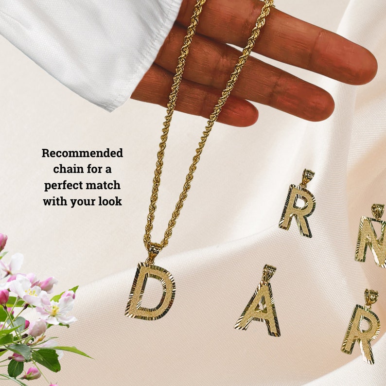 10k Gold Initial Pendant Unisex Alphabet Pendant Gold Initial Necklace ...