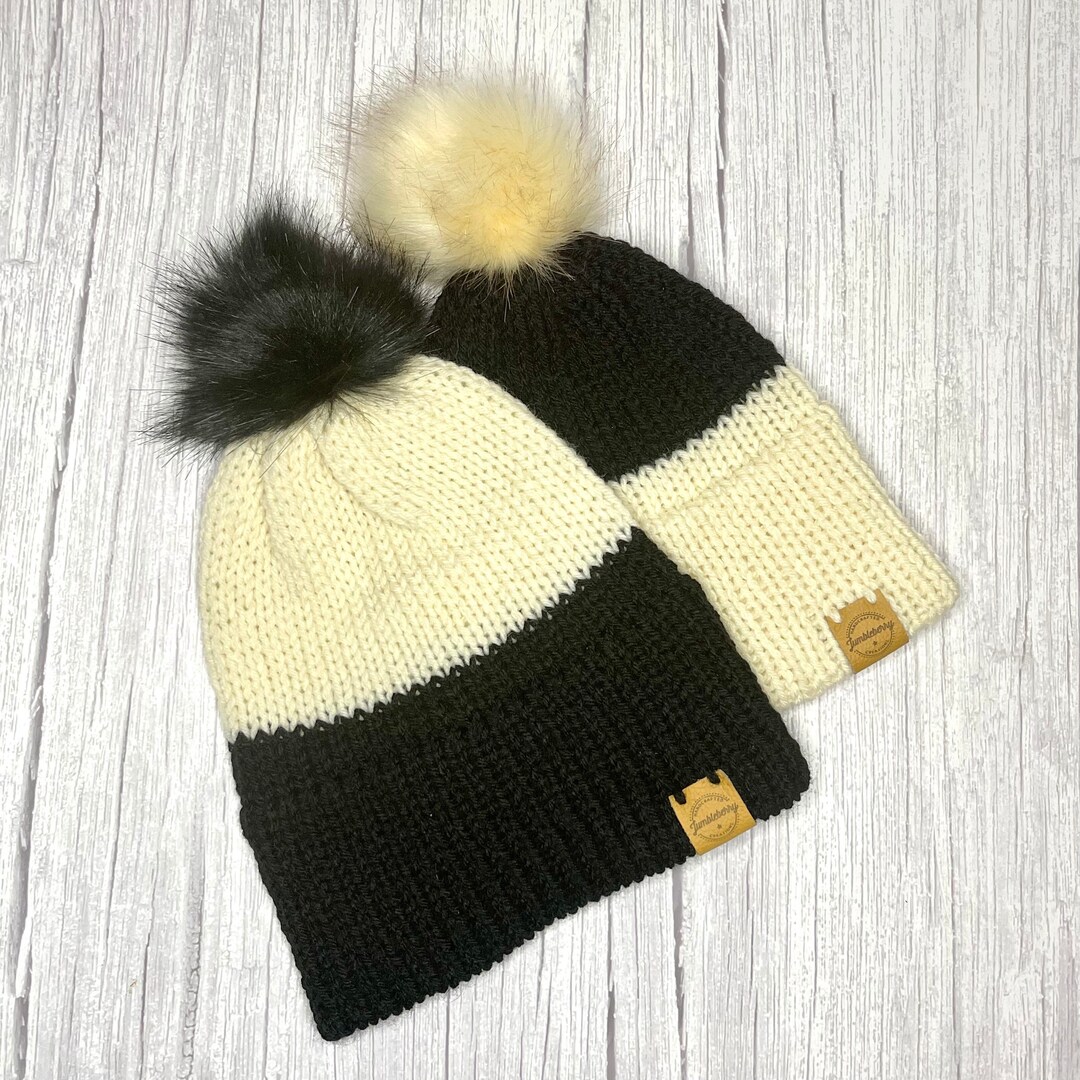 THE JUMBLE BEANIE | Two-tone Double Brim Knit Beanie Hat With ...