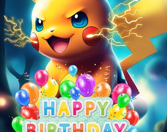PRINTABLE Pikachu Birthday Card Instant Download Printable Card ...