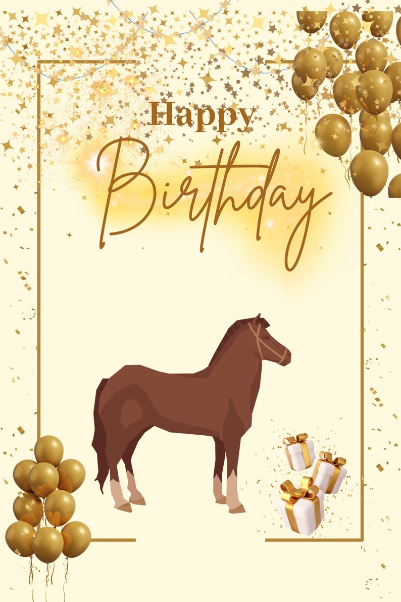 Digital Horse Birthday Cards - Etsy