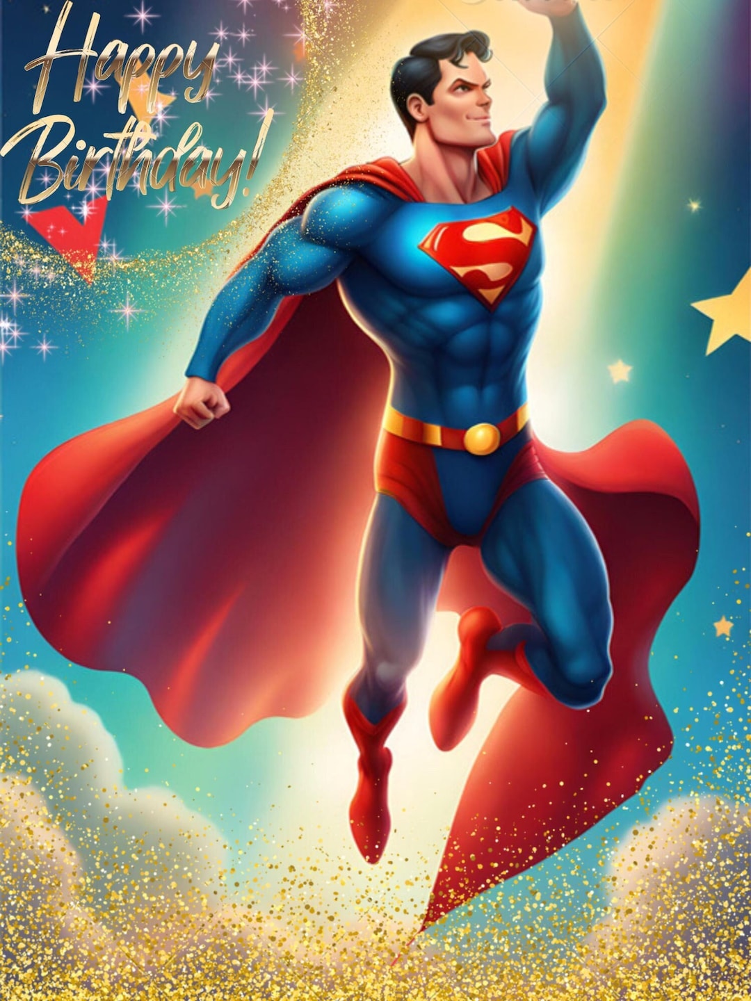 Digital Superman Birthday Card - Etsy