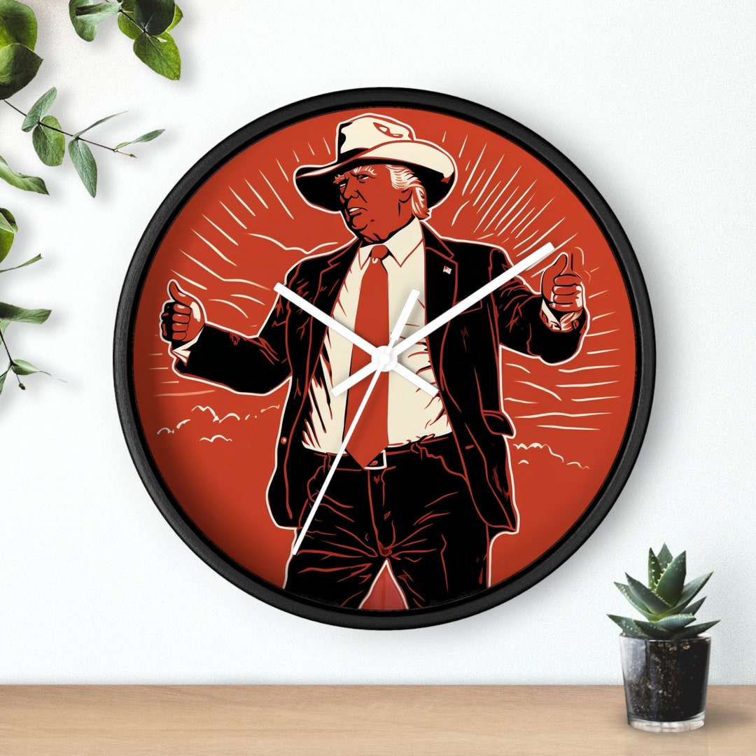 Patriot Cowboy Donald Trump MAGA Wall Clock Texas Republican President ...