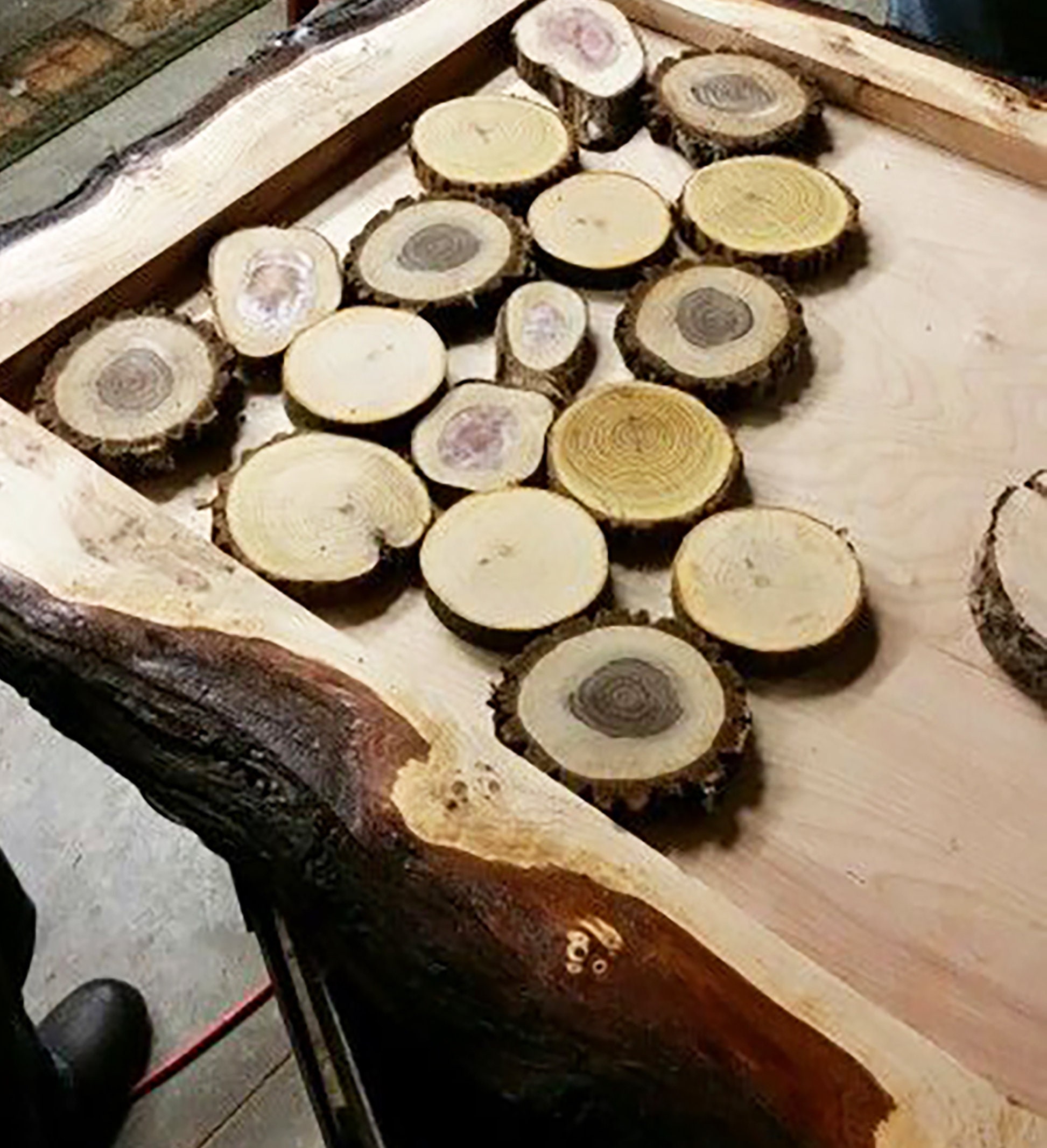 Log Design Epoxy Table, Black Rustic Dining Table Stuufed With Logs ...