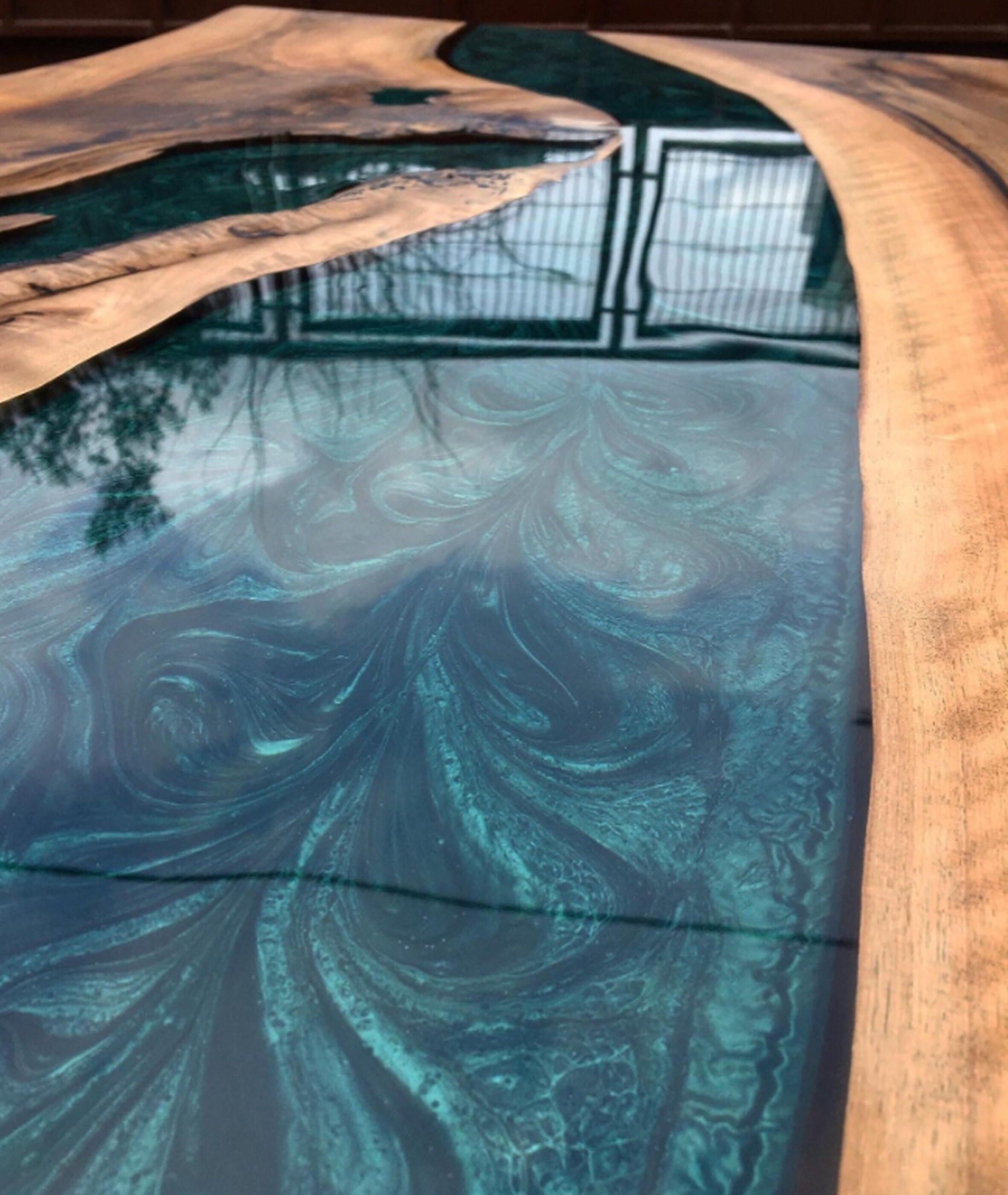Custom Epoxy Table Rustic Emerald Green Dining Table - Etsy