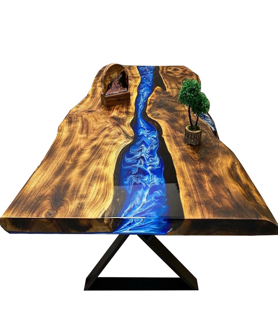 Custom Epoxy Table, Flowing River in the Middle of the Dining Table ...