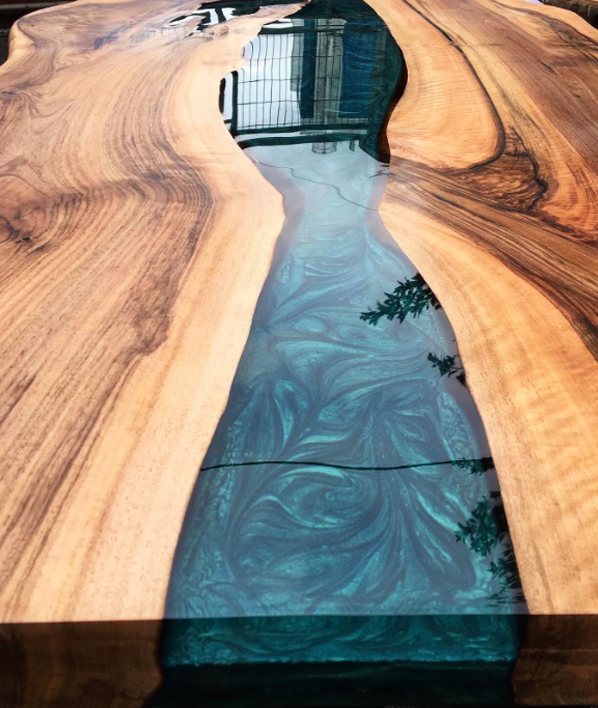 Custom Epoxy Table Rustic Emerald Green Dining Table - Etsy