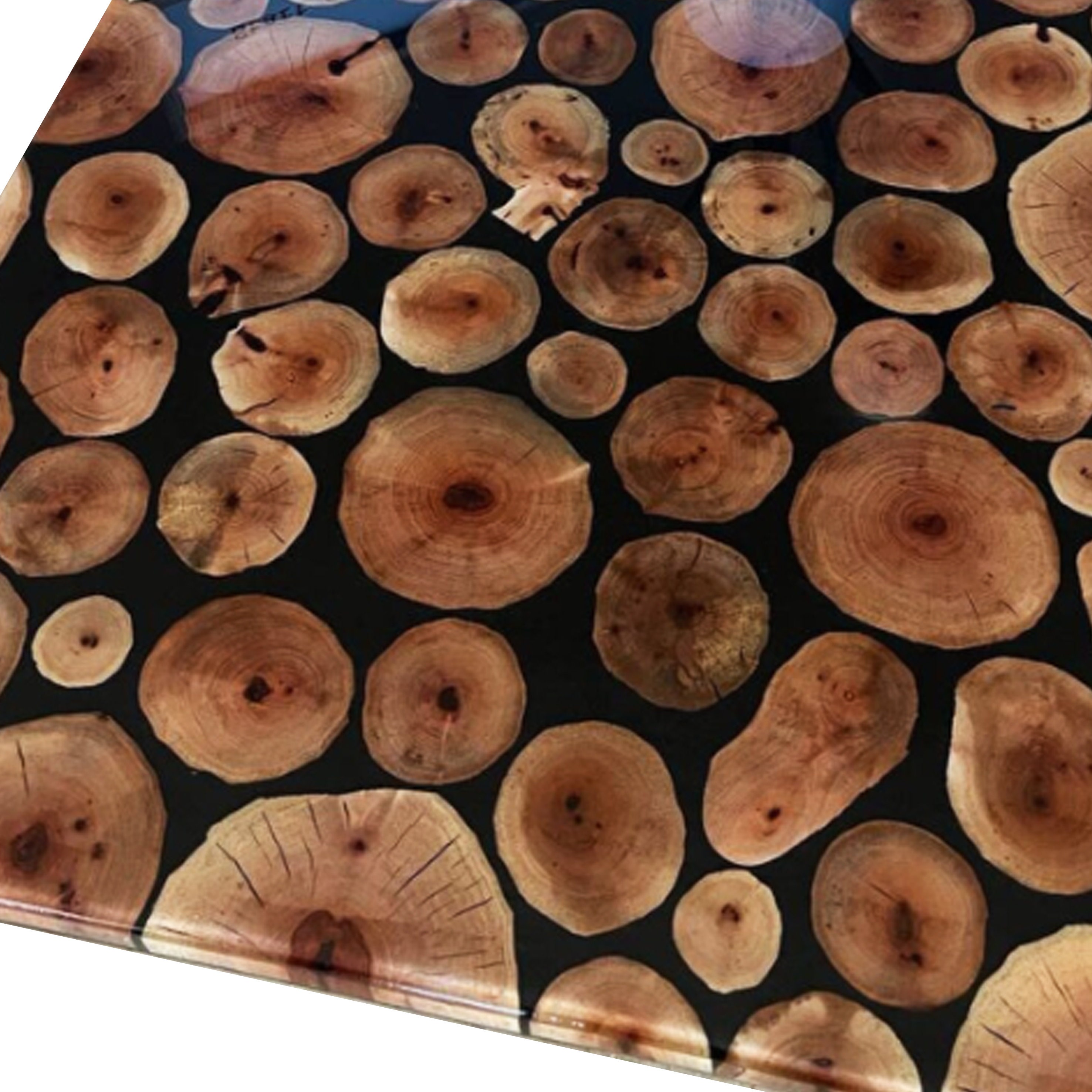 Log Design Epoxy Table, Black Rustic Dining Table Stuufed With Logs ...