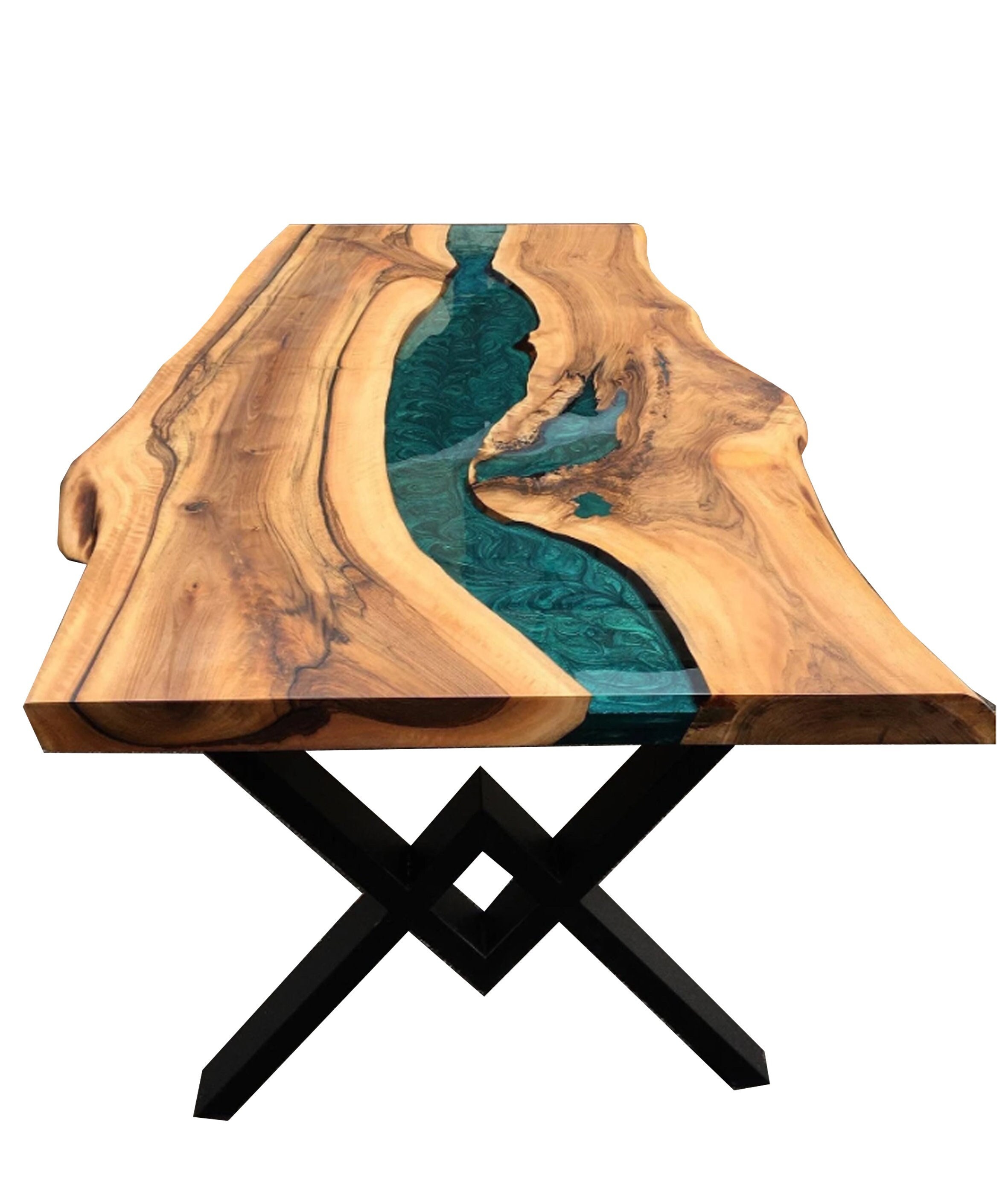 Custom Epoxy Table Rustic Emerald Green Dining Table - Etsy