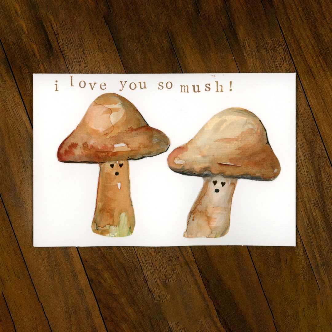 Hand-painted i Love You so Mush Funeral Bell Mushroom Card - Etsy