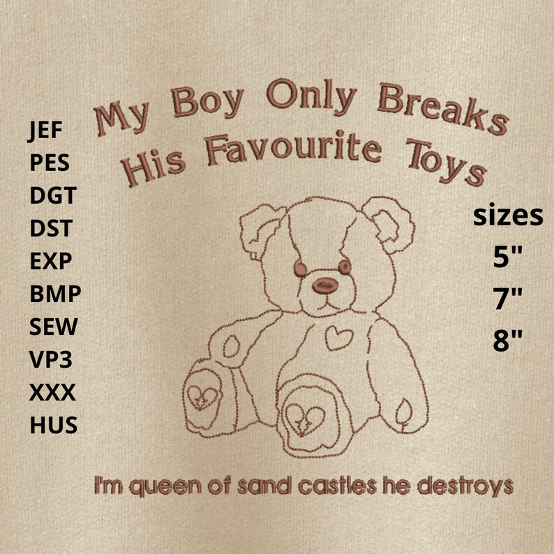 My Boy Only Breaks His Favorite Toys TTPD Embroidery Design Inspo - Etsy