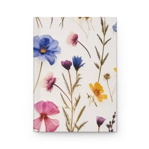 Pressed Flower Design Journal, Simple Flower Journal Gift for Daughter ...