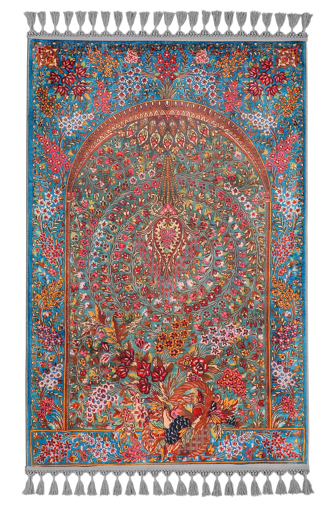 Rug Soft Bamboo Muslim Prayer Rug With Floral Multicolor Design and ...