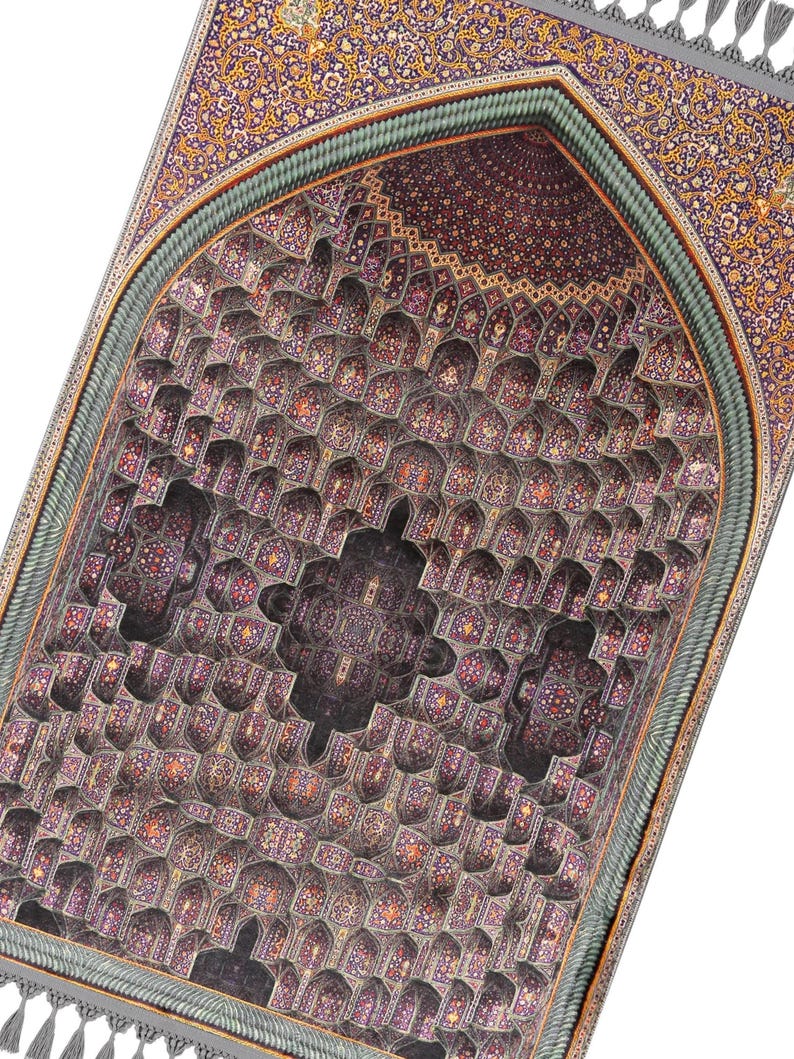 Prayer Mat : Orange and Green Muqarnas Mihrab, Soft Ottoman ...