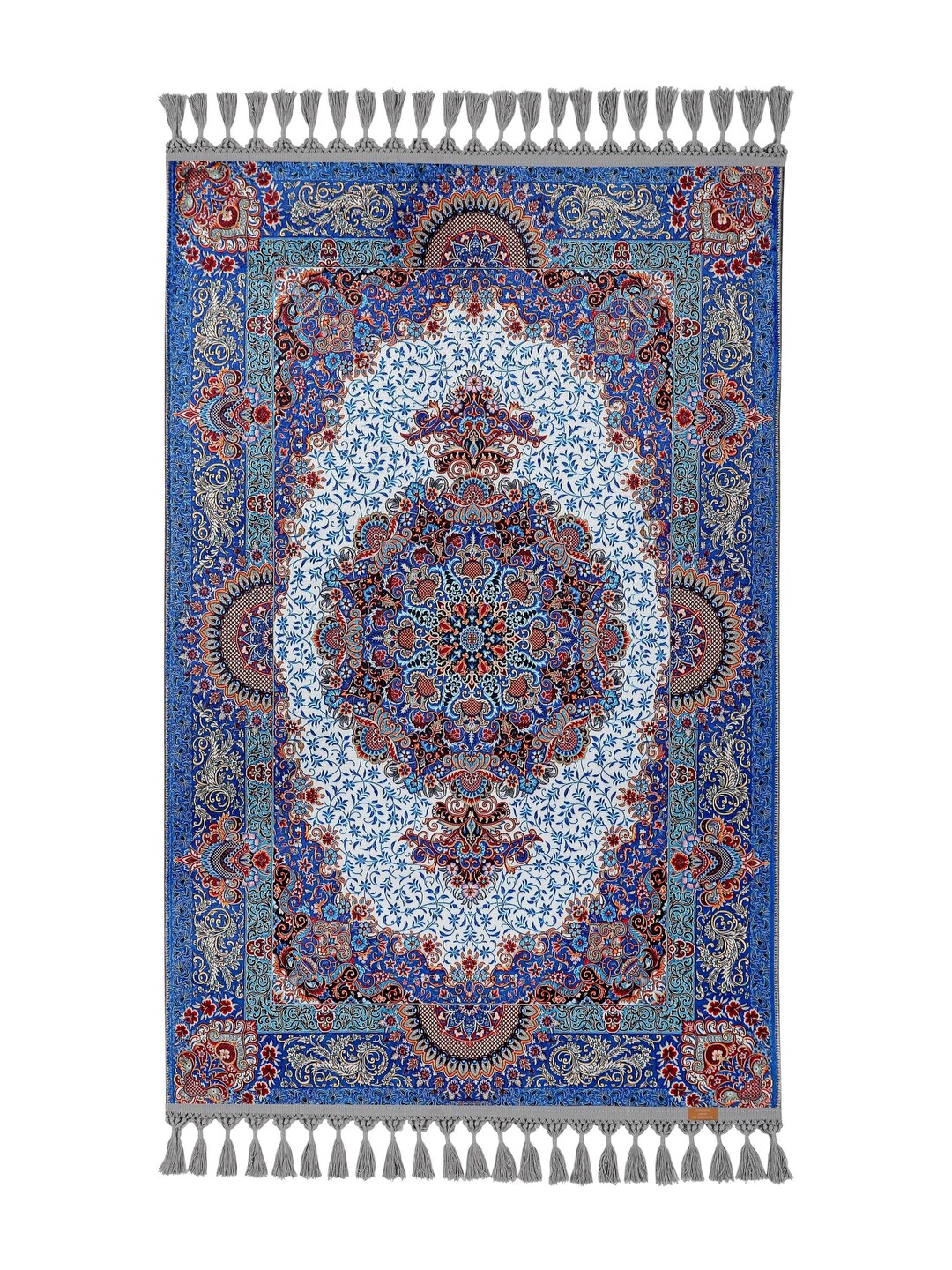 Blue Turkish Prayer Rug, Silky Soft Surface Islamic Prayer Mat, Janamaz ...