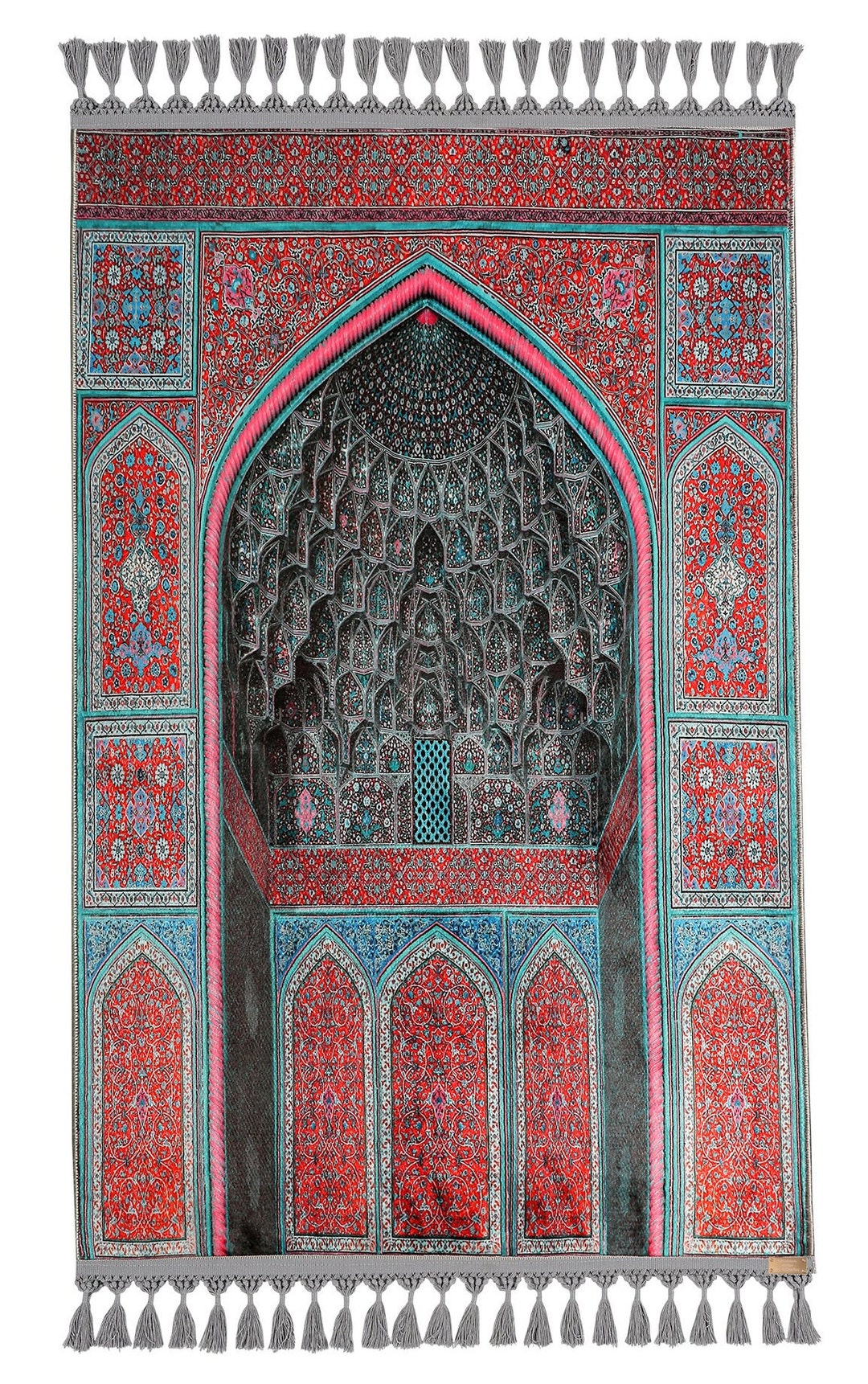 Prayer Rug luxurious Gift Large Soft With Turkish Mihrab Design in Red ...