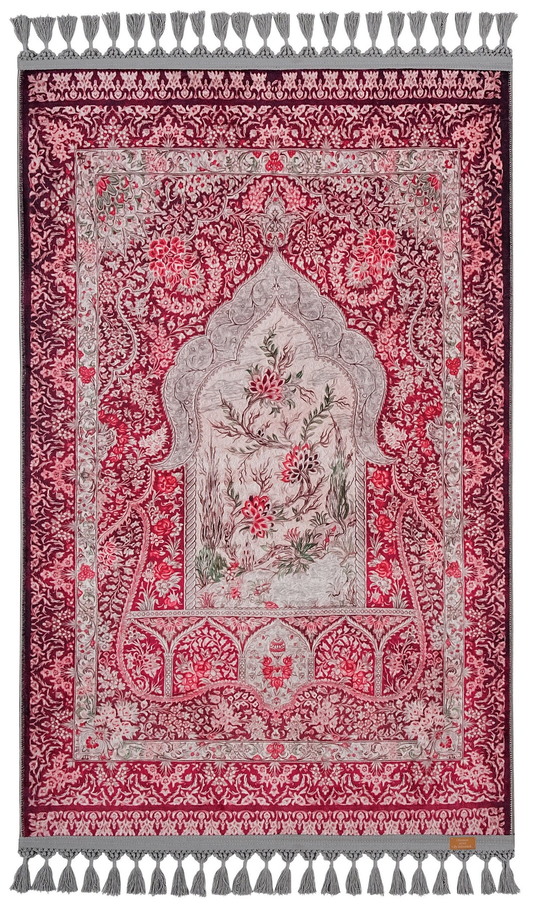Turkish Motif Prayer Rug With Red Floral Pattern Mihrab Design Large ...