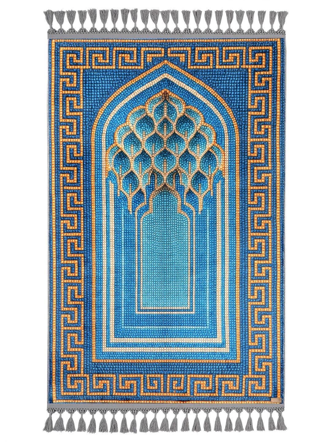 Personalized Blue Golden Islamic Prayer Rug: Soft Chenille Sajadah - Etsy
