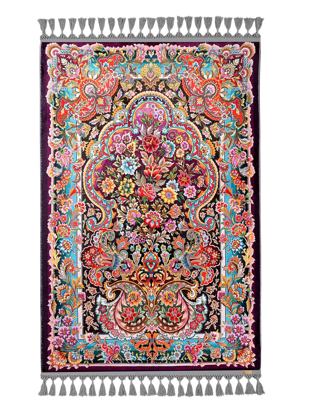 Prayer Rug – Multicolor Persian Floral Mihrab Design – Soft Velvet ...