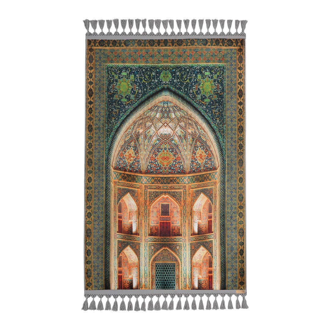 Prayer Rug, Deep Green With Mihrab Design, Ottoman Floral Motif ...