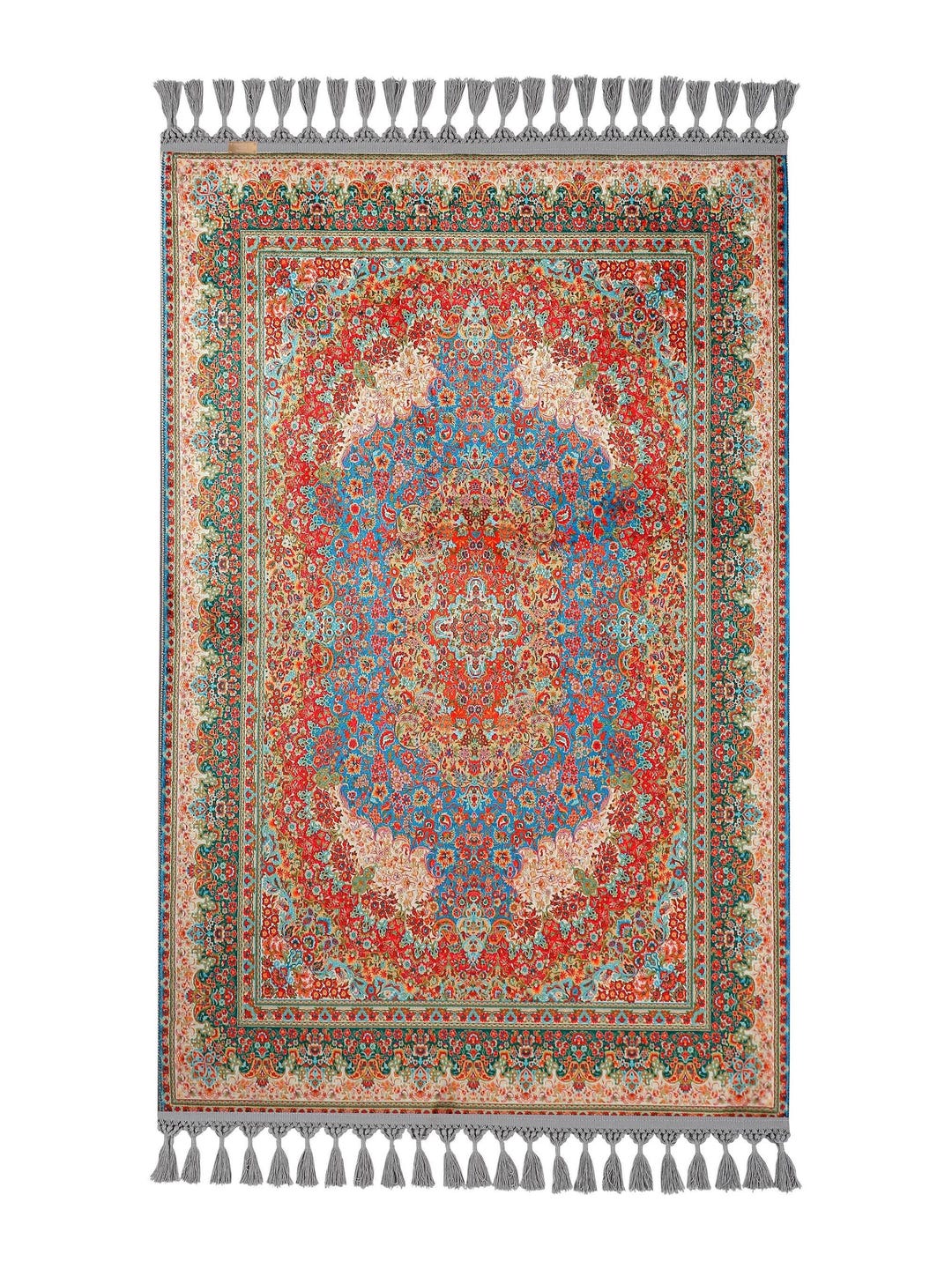 Prayer Mat : Orange Blue Soft Large Medallion, Silky Gebetsteppich, 8 ...
