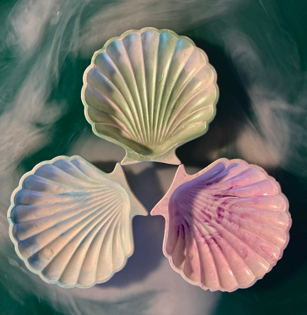 Seashell Cement Tray Concrete Seashell Jewelry Hodler Jewelry Tray Ring ...