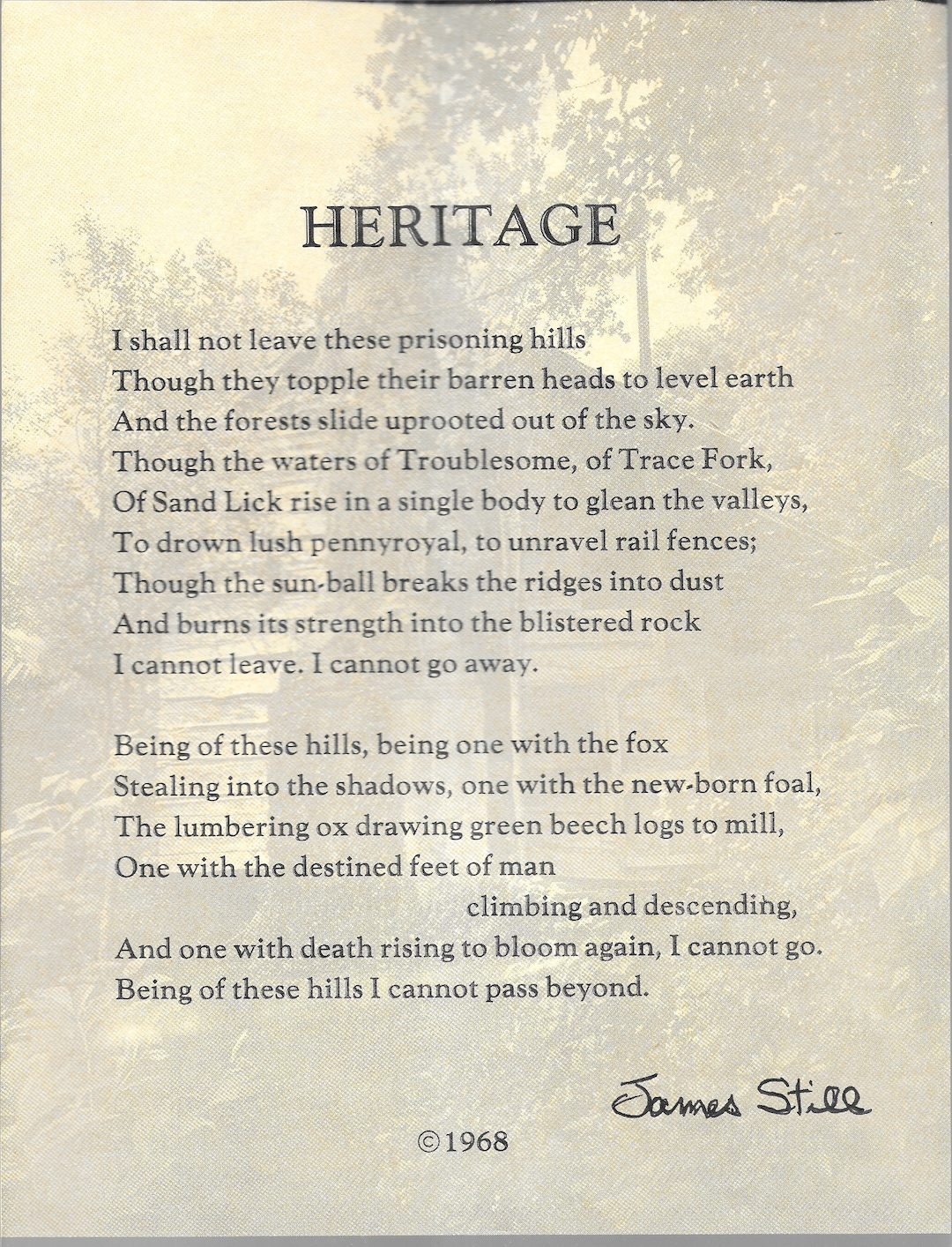 Broadside, Heritage Poem, Signed, by James Still - Etsy