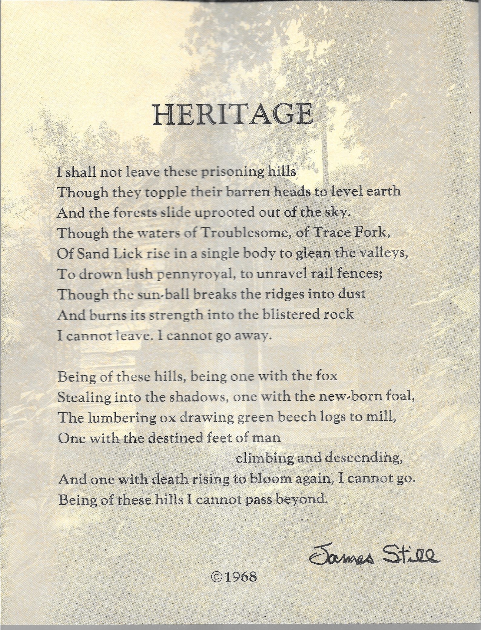 Broadside, Heritage Poem, Signed, by James Still - Etsy