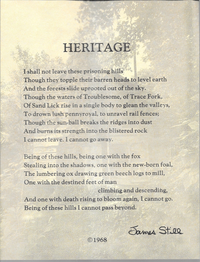 Broadside, Heritage Poem, Signed, by James Still - Etsy