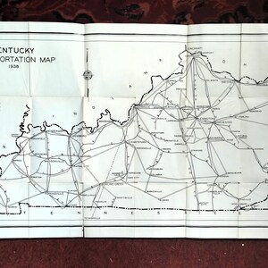 Kentucky Map / Kentucky Transportation Map, 1938, by Works Progress ...