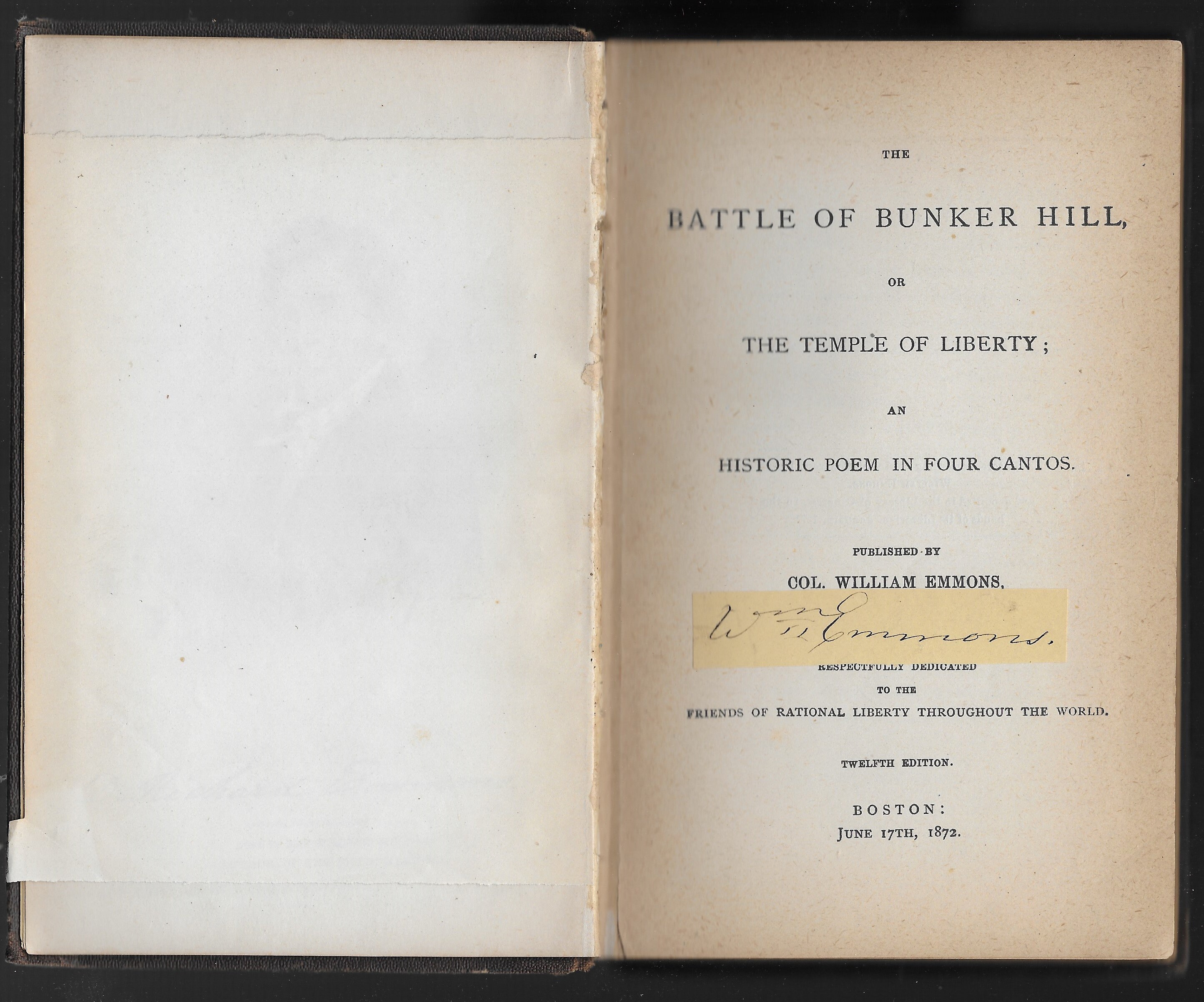 The Battle of Bunker Hill or the Temple of Liberty: an Historic Poem in ...