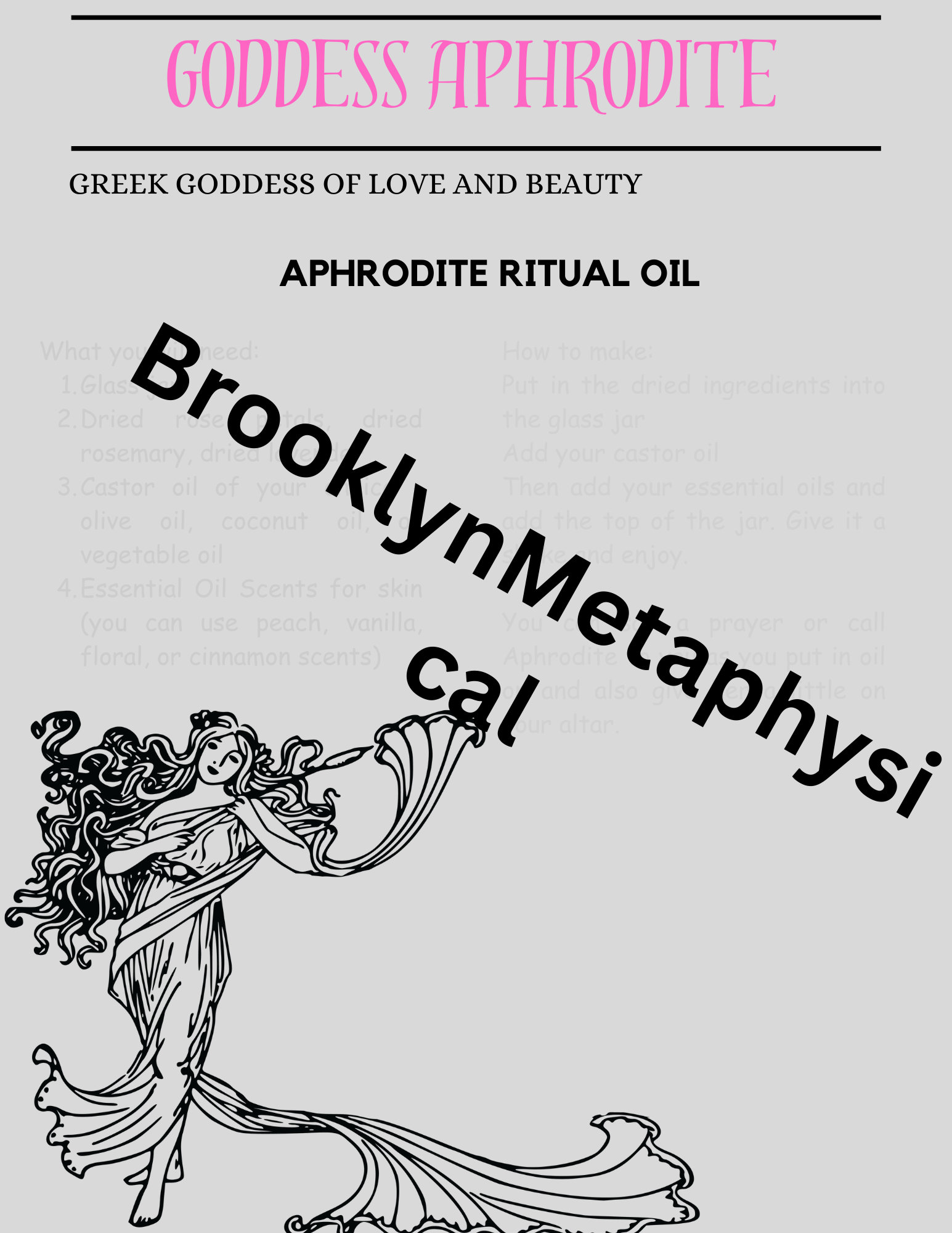 Goddess Aphrodite Deity Printable Sheets - Etsy