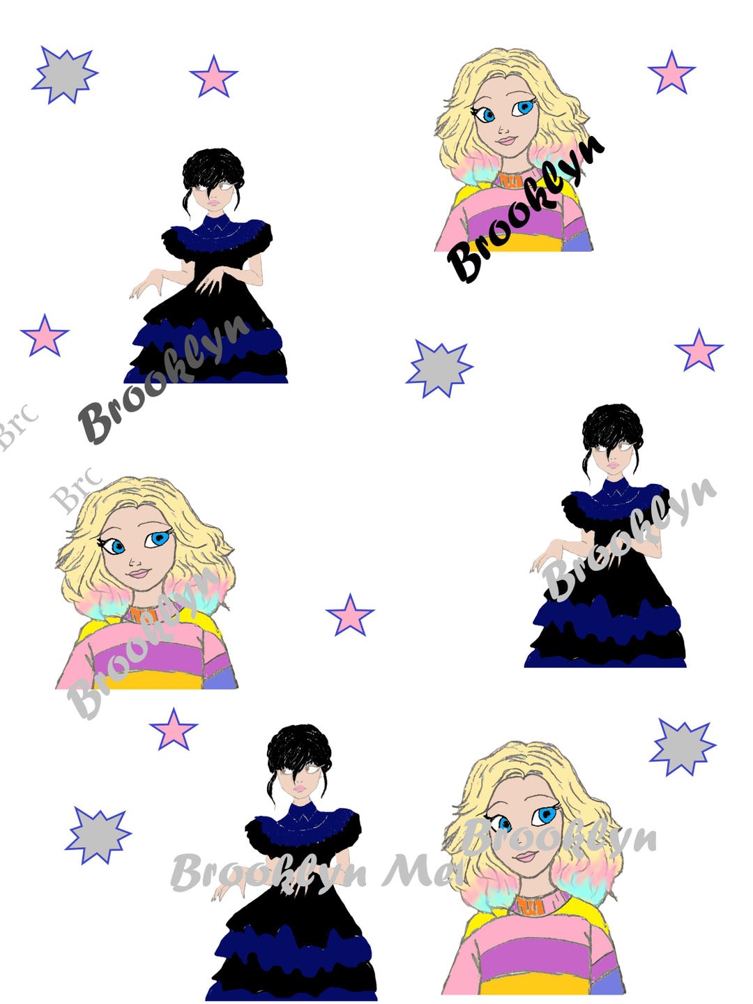 Wednesday Addams and Friend Journal Page - Etsy