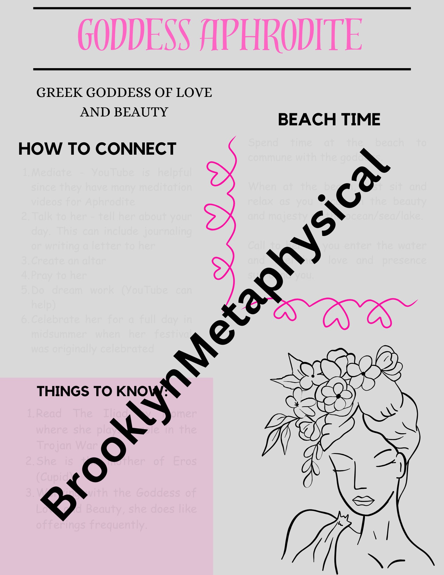 Goddess Aphrodite Deity Printable Sheets - Etsy