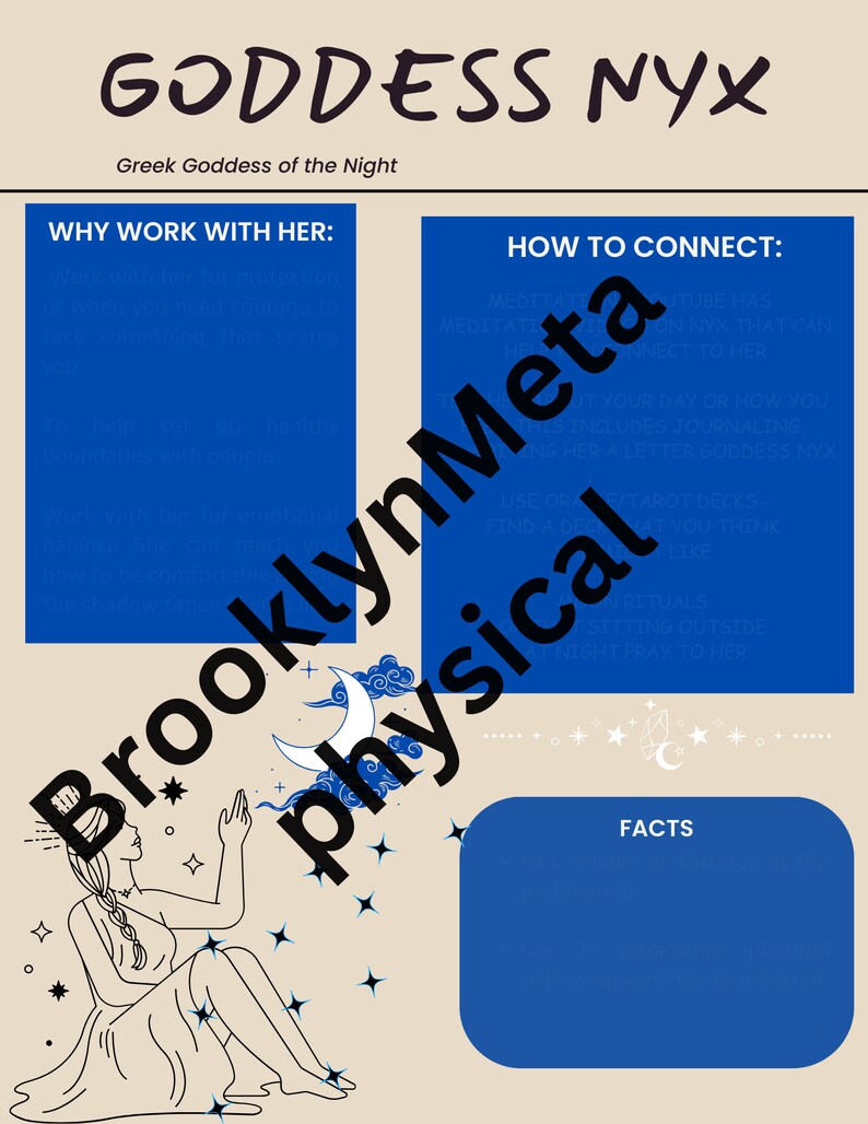 Goddess Nyx Deity Work Information Sheets - Etsy