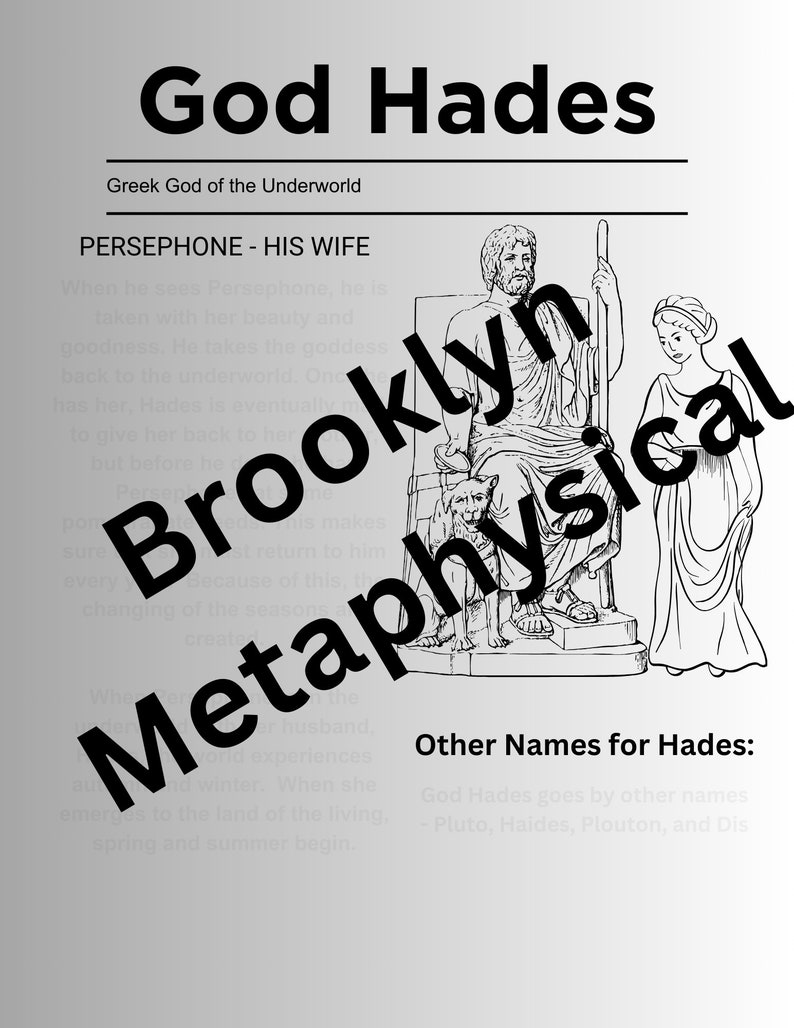 God Hades Deity Work Information Sheets - Etsy