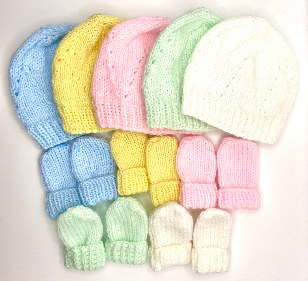 Kiddashery Newborn Baby Hospital Hat and Scratch Mitts Set, Hand ...