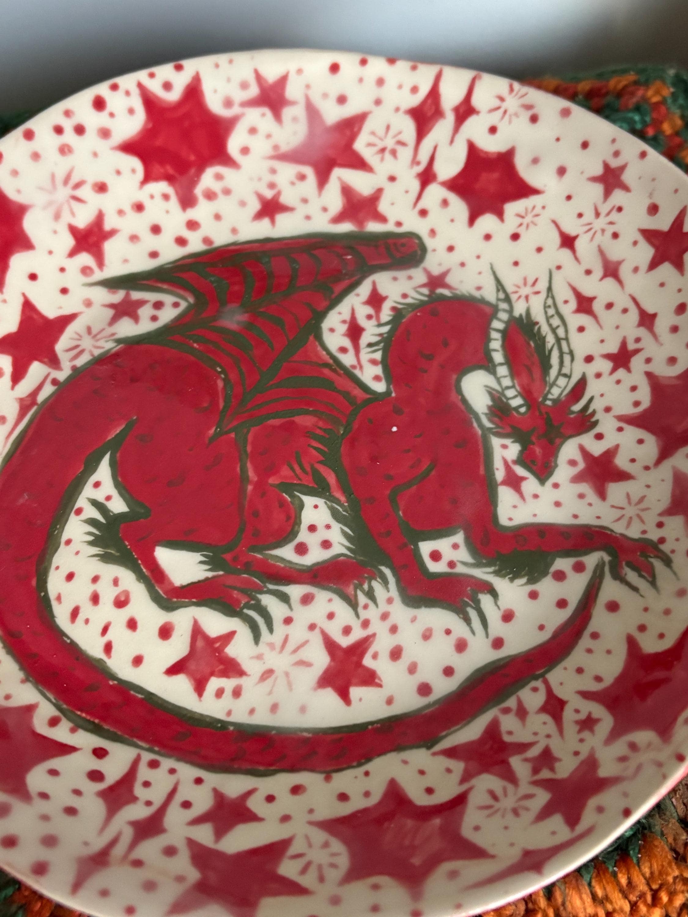 Red Dragon Plate - Etsy