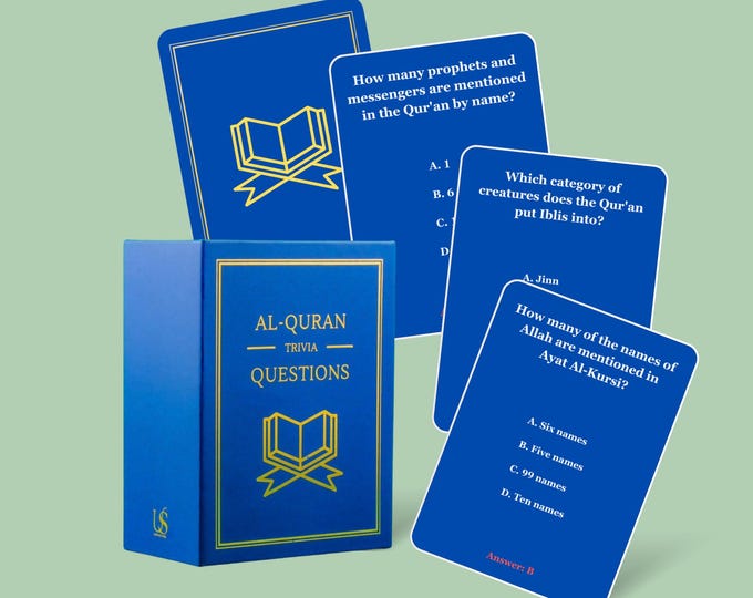 Islamic Trivia Questionnaire Game Printable Cards Islamic General ...