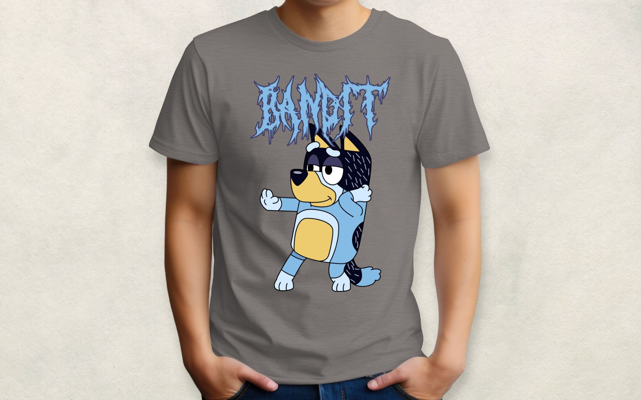 Bandit Metal Shirt, Bluey, Black Metal, Goth Disney, Deathmetal, Blegh ...